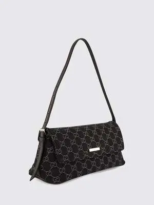 Gucci Madison Denim Shoulder Bag With Gg Monogram And Adjustable Handle