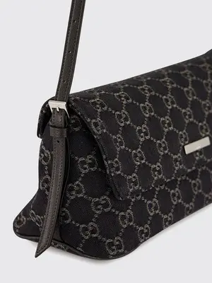 Gucci Madison Denim Shoulder Bag With Gg Monogram And Adjustable Handle