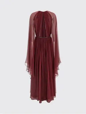 Max Mara Long-sleeved Silk Evening Gown With Belt