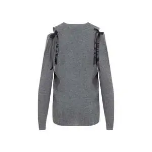 Simone Rocha Relaxed Cashmere Slash V-neck Jumper W/bow