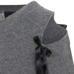 Simone Rocha Relaxed Cashmere Slash V-neck Jumper W/bow