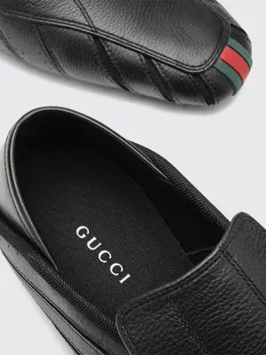 Gucci Calfskin Slip-on Sneakers With Web Detail