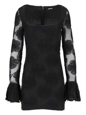 ROTATE BY BIRGER CHRISTENSEN Floral Mesh Mini Dress - Black
