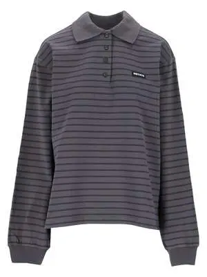 ROTATE BY BIRGER CHRISTENSEN Long-sleeved Striped Polo Shirt - Gray
