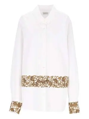 Dries Van Noten Shirt With Floral Embroidered Applications - White