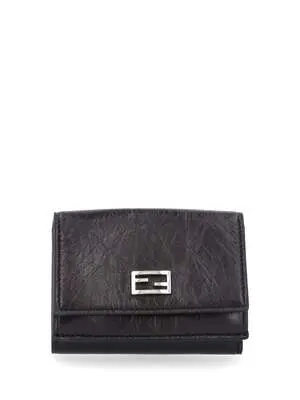 Fendi Mini Trifold Leather Wallet - Black