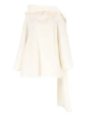 Alaïa Virgin Wool Coat With Scarf - White