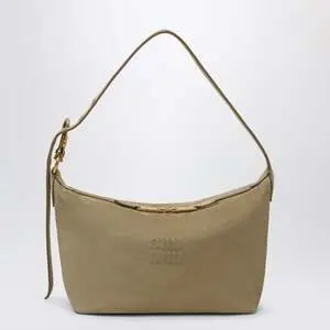 Miu Miu Suede Leather Bowling Bag In Ecru - Cream