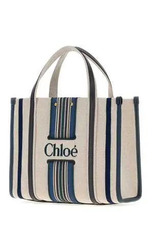 Chloé Embroidered Canvas Woody Loop Shopping Bag