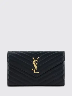 Saint Laurent Cassandre Envelope Bag In Chevron Matelasse Leather With Logo - Black