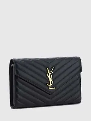 Saint Laurent Cassandre Envelope Bag In Chevron Matelasse Leather With Logo