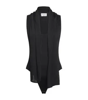 Brandon Maxwell Scarf-neck Capri Bodysuit - Black