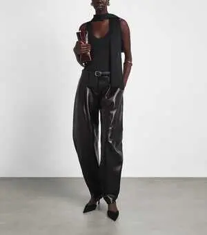 Brandon Maxwell Scarf-neck Capri Bodysuit
