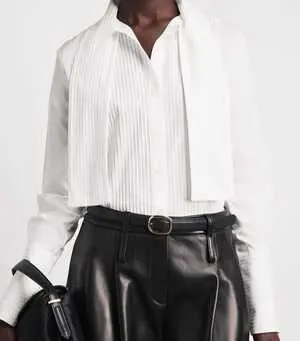 Brandon Maxwell Cotton Scarf-neck Inez Shirt