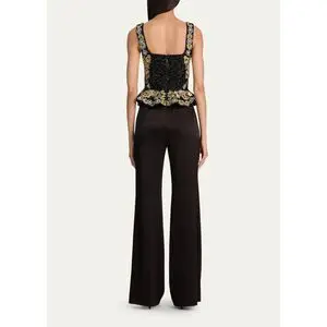 Alice + Olivia Lilianna Embroidered Peplum Top