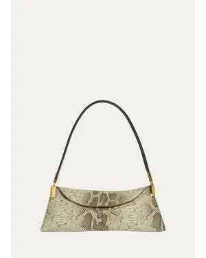 Balmain 64-83 Small Python-embossed Shoulder Bag