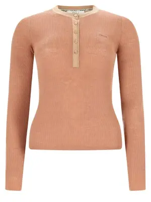 Chloé Camicia "henley" In Maglia Di Lana - Orange