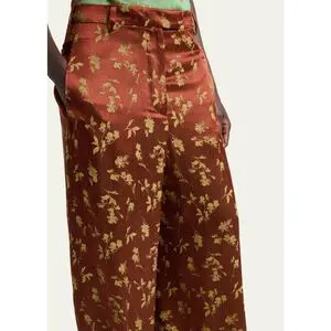 Dries Van Noten Floral Jacquard Wide-leg Pants