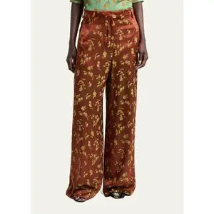 Dries Van Noten Floral Jacquard Wide-leg Pants