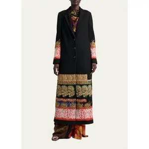 Dries Van Noten Embroidered Patchwork Long Wool Coat