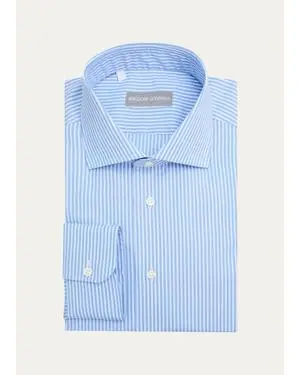Bergdorf Goodman Stripe Cotton Dress Shirt - Blue