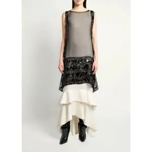 LANVIN Sleeveless Embroidered Overlay Tunic
