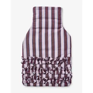 DAMSON MADDER Ruffle Striped Cotton Hot Water Bottle Cover