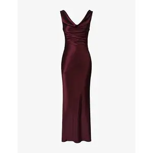 House Of Cb HOUSE OF CB Safaira Draped Cowl Back Maxi Dress Cabernet