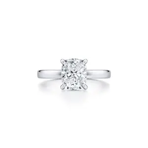 JEAN DOUSSET Hayden Cushion Cut Solitaire Lab Diamond Engagement Ring Cushion - Platinum