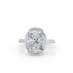 JEAN DOUSSET Dor?©e Cushion Solitaire Lab Diamond Engagement Ring Cushion - Platinum