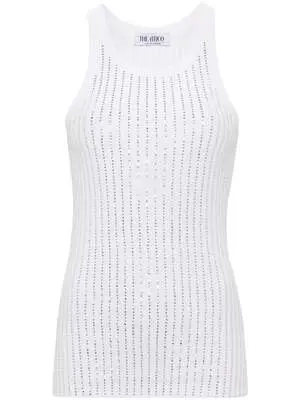 Attico Rhinestone-embellished Cotton Tank Top