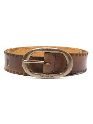 Dsquared2 Vintage Buckle Belt Adjustable Fit - Cognac+ottone Vecchio