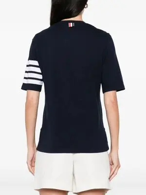 Thom Browne Short Sleeve Tee With Engineered 4-bar In Sustainable Jersey - Navy