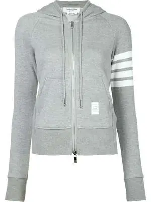 Thom Browne Mini 4-bar Striped Cotton Hoodie - Lt Grey