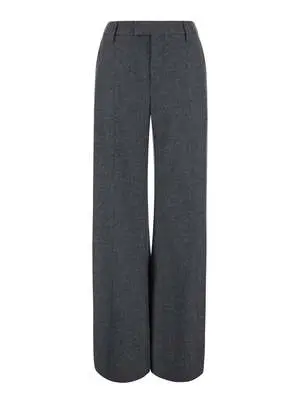 Brunello Cucinelli Relaxed Wool-cashmere Trousers With Hidden Front Fastening