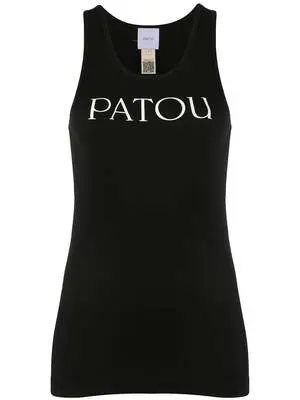 PATOU Scoop Neck Logo Tank Top - Black