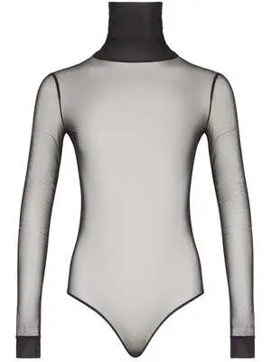 MAISON MARGIELA Sheer Bodysuit With High Neck And Long Sleeves