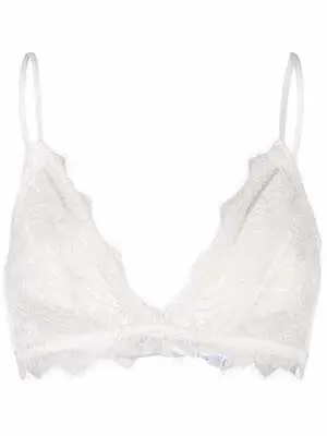 ANINE BING Soft Cup Triangle Bralette With Trim - Ivory