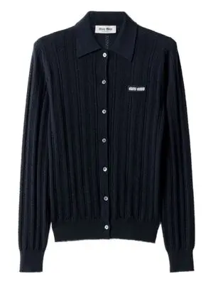 Miu Miu Knitted Cashmere Sweater With Front Button Closure - Bleu