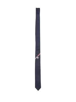 Thom Browne Classic Tie In Engineered Rwb Goose With Tie Jacquard - Navy