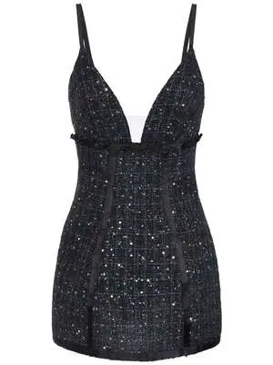 Elisabetta Franchi Sequin-embellished Tweed Mini Dress