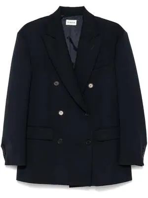 PAROSH Double-breasted Wool Blend Mini Jacket - Blu