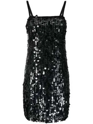 PAROSH Sequined Sleeveless Mini Dress - Nero