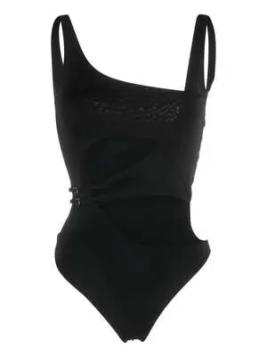 Off-White Cut-out High-cut Swimsuit - Black