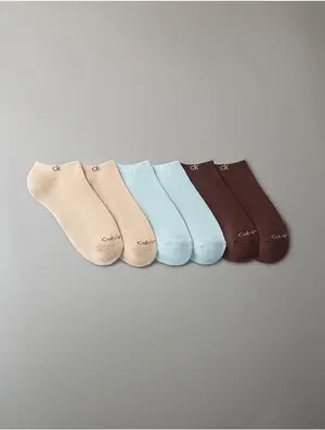 Calvin Klein Basic Cushion 6-pack No Show Socks - Brown Assorted