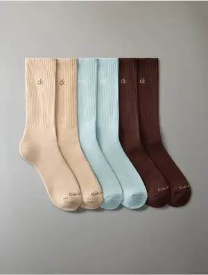 Calvin Klein Basic Cushion 6-pack Crew Socks - Brown Assorted
