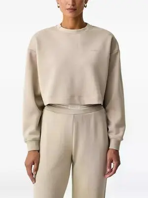 Guess Brianna Logo-embroidered Cropped Sweatshirt