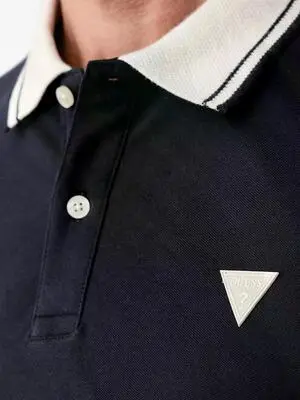 Guess Logo-patch Tipped Polo Shirt