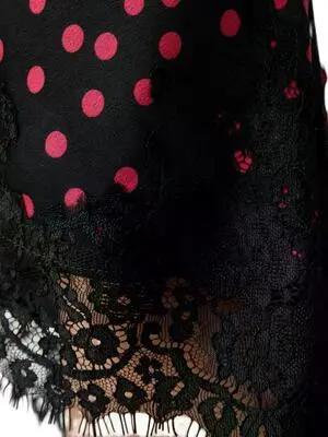 Joseph Ribkoff Polka-dot Lace-trim Midi Skirt