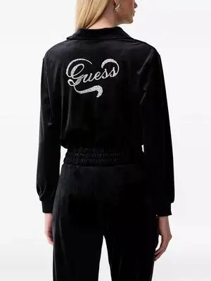 Guess Amalia Rhinestone-logo Velvet Sweatshirt